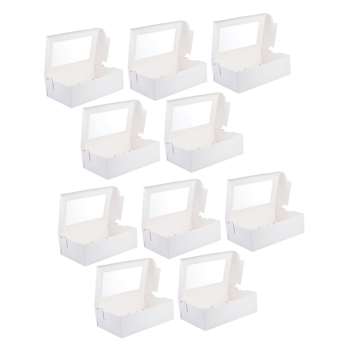 Abaodam 10 Pack Muffin Bakery Cake Boxes Paper Containers for Desserts 6-Grid Storage Boxes White Window Design Food Grade Party Banquet Friendly