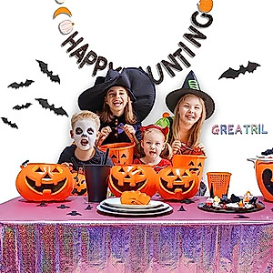 GREATRIL Pastel Pink Foil Fringe Curtains 2 Packs and Pink Party Table Cloths 2 Packs for Party Backdrop Decorations