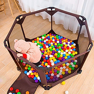 Baby Play Yard, Playpen for Babies Breathable Mesh, Portable Indoors Outdoors and Parks Great Gifts for Babies Infant Toddler Kids (Brown)