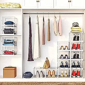 Ateboon X-Large Shoe Storage Boxes, 6 Pack Shoe Boxes Clear PlasticStackable Shoe Boxes with Lids, Space Saving Sneaker Storage for Sneakerheads Shoe Bin Shoe Containers, Fit for Men/Women US Size 13