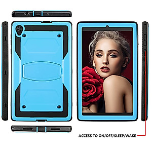 Koolbei Soatuto for Alcatel Joy Tab 2 TCL 9048S Case Shockproof Kids Friendly Rugged Sturdy Armmor Built-in Kickstand Tablet 2020 Model 9032Z 8 inch (Blue)