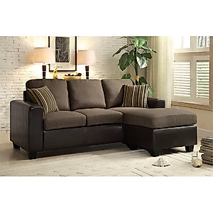 Homelegance Slater Two Tone Reversible Chaise Sofa, Brown