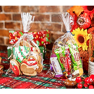 NPLUX 100 Pack Cellophane Bags Small Plastic Cookie Bags Clear Treat Bags with Twist Ties for Small Gift Party Favors,Bakery,Candy,Popcorn(6×10In)