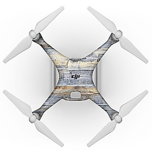 Design Skinz Design Skinz Vintage Wooden Planks with Yellow Paint Full-Body Wrap Decal Skin-Kit Compatible with The Drone DJI Mavic Air