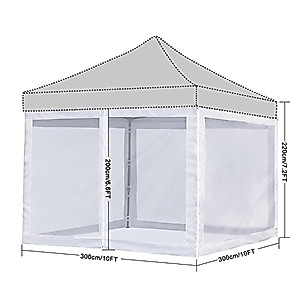 ABCCANOPY Mesh Sidewalls for 10' x 10' Pop-Up Tent Canopy, White (4 Sidewalls Only, NOT Including Frame and Top)