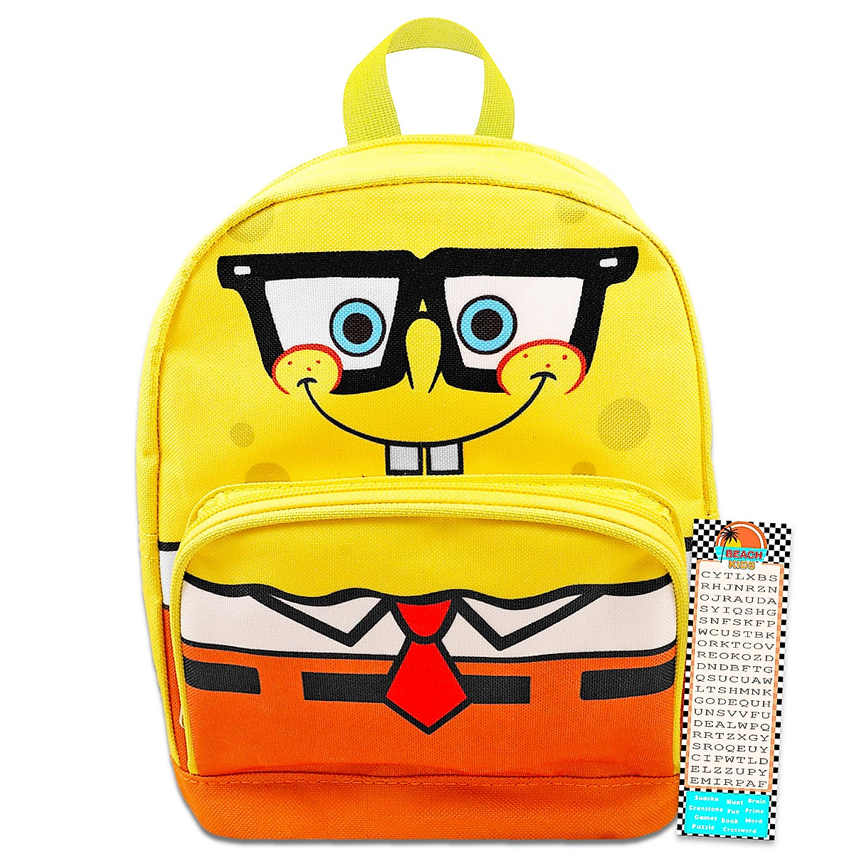 SpongeBob SquarePants Spongebob Mini Backpack for Teens - 10” Canvas Backpack with Front Pocket Plus Bookmark | Spongebob Backpack Purse Bundle