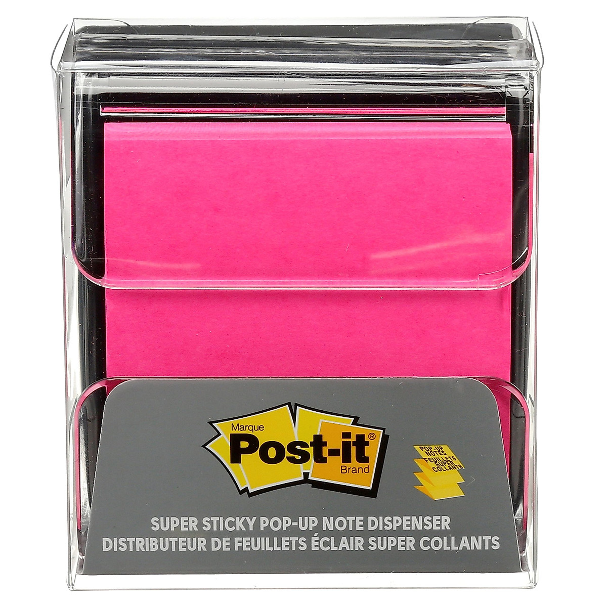 Post-it Pop-up Notes Dispenser, 3x3 in, Black Base Clear Top, Pack includes dispenser and a 45-Sheet Pad of Pop-up Notes (WD-330-BK)