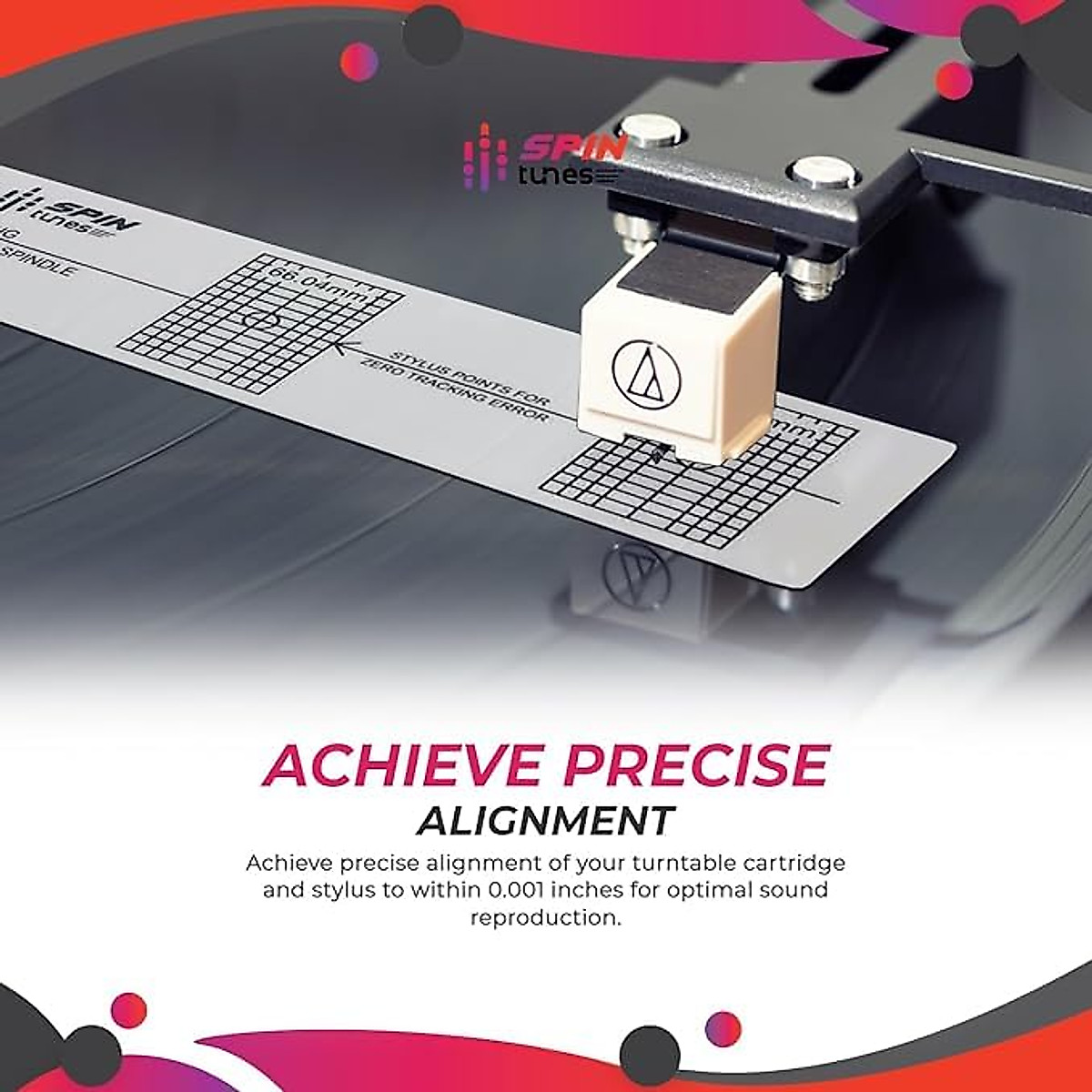 Turntable Azimuth Cartridge Alignment Protractor Set - Vinyl Record Player VTA Azimuth Ruler and Turntable Phono Cartridge Stylus Alignment Protractor