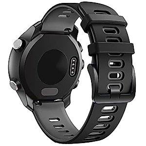 NotoCity for Vivoactive 3, Galaxy Watch 4 Galaxy Watch 5/Pro, 20mm Silicone Replacement Band for Forerunner 245/645, Galaxy Watch 4 Classic Watch 3 41mm/ Active 2(black-gray)
