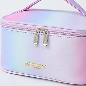 KITENROM Makeup Bag Preppy Cosmetic Bag Small for Women Toiletry Bags Pouch Organizer Rainbow Gradient Pink
