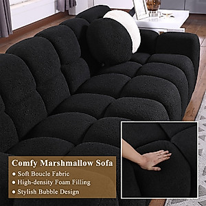 Tmsan 86.5" Boucle Cloud Sofa Couch, Modern Tufted 3 Seater Sectional Sofa Set for Living Room, Comfy Upholstered Couch Bed with 2 Accent Pillows for Bedroom Apartment Office