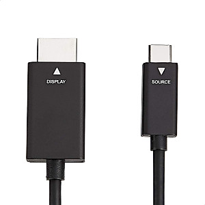 Amazon Basics Premium Aluminum USB-C (Source) to HDMI (Display) Cable Adapter (Thunderbolt 3 Compatible) 4K@60Hz, 6-Foot, Black