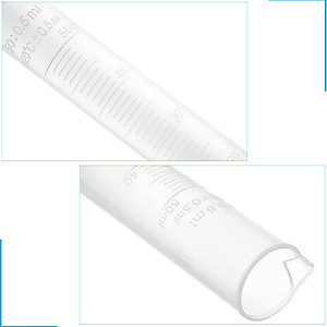 AKOLAFE 20 Pack 50 ml Graduated Cylinder Set Plastic Graduated Cylinder for Hydrometer Test Tubes Clear Lab Cylinders with Raised Marking & Spout Measuring Cylinder Flask Beaker for Chemistry Science