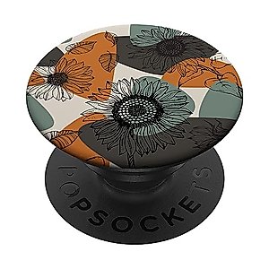 Boho Sunflower Line Art Abstract Minimalist Flowers PopSockets Standard PopGrip