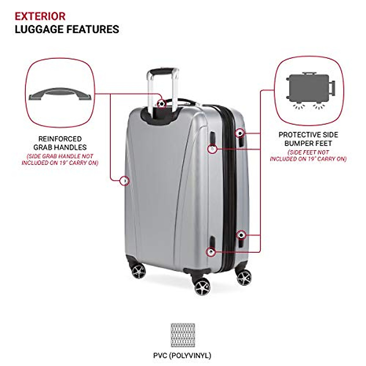 SwissGear 7585 Hardside Expandable Luggage with Spinner Wheels, Silver, Checked-Medium 23-Inch