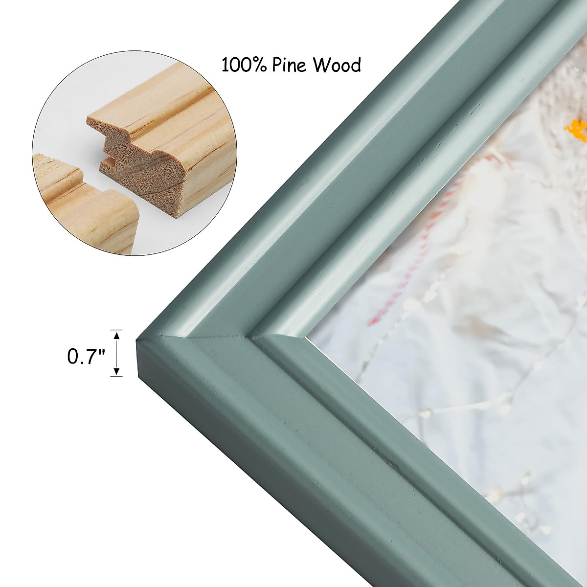 Tamolus 4x6 Double Hinged Picture Frame Folding Photo Frame Vertical and Horizontal in Teal Blue Pine Wood with Real Glass for Tabletop X3-LAN-SH46