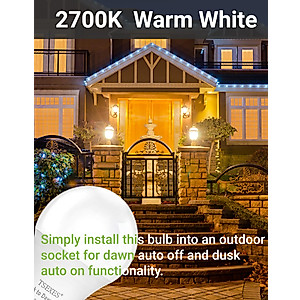 TSEXES 6 Pack Dusk to Dawn LED Light Bulbs,Automatic On/Off Sensor LED Light Bulb,2700K Warm White A19 Light Bulb for Wall lamp Porch Garage Light