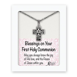 Cathedral Art PL00003 (Abbey & CA Gift) First Communion Cross on 13" Silver Plated Chain, Multi