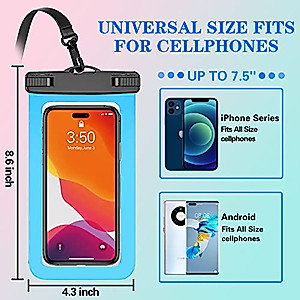 DXNONA 4 Packs Multicolor Universal Waterproof Case,Waterproof Phone Pouch Dry Bag for iPhone,Samsung,Up to 7.5",IPX8 Waterproof Bag,Beach,Boating,Swimming,Kayaking,Yachting