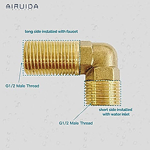 Airuida Installation kit for Wall Mount Commercial Sink Faucets Connector Set Stainless Steel Commercial Kitchen Prep Utility Sink G1/2" Male 90 Degree
