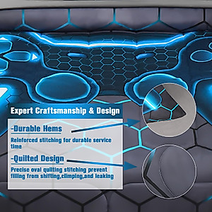 Keyroal 6Pcs Game Console Comforter Set with Sheets for Boys Girls Kids Teens, Geometric Gaming Themed Bed in A Bag Full Size, Blue 3D Video Gamer Controller Bedroom Decor Bedding Set