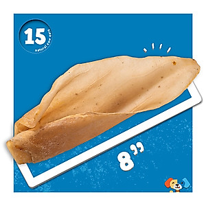 Jack&Pup Natural Cow Ears for Dogs Single Ingredient Dog Treat, Unbleached Healthy Dog Treats Natural Dog Treats for Medium Dogs with Chondroitin Joint Health for Dogs Cow Ear Dog Chews (15 Pack)