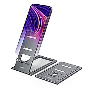 Cell Phone Stand for Desk,Adjustable Phone Stand Holder,Foldable Desk Phone Mount Stand Holder Compatible with Mobile Phones /4-10''Tablet,Portable iPhone Stand/Dock/Cradle,Versatile Phone Stand(Flat)