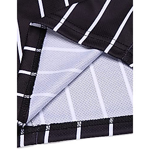 COOFANDY Men's Short Running Shorts 3 Pack Quick Dry Athletic Workout Gym Shorts with Pockets,Black & White Stripe/Navy Blue/Grey,Large