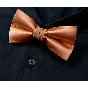 Spring Notion Men's Solid Color Satin Microfiber Bow Tie Rust