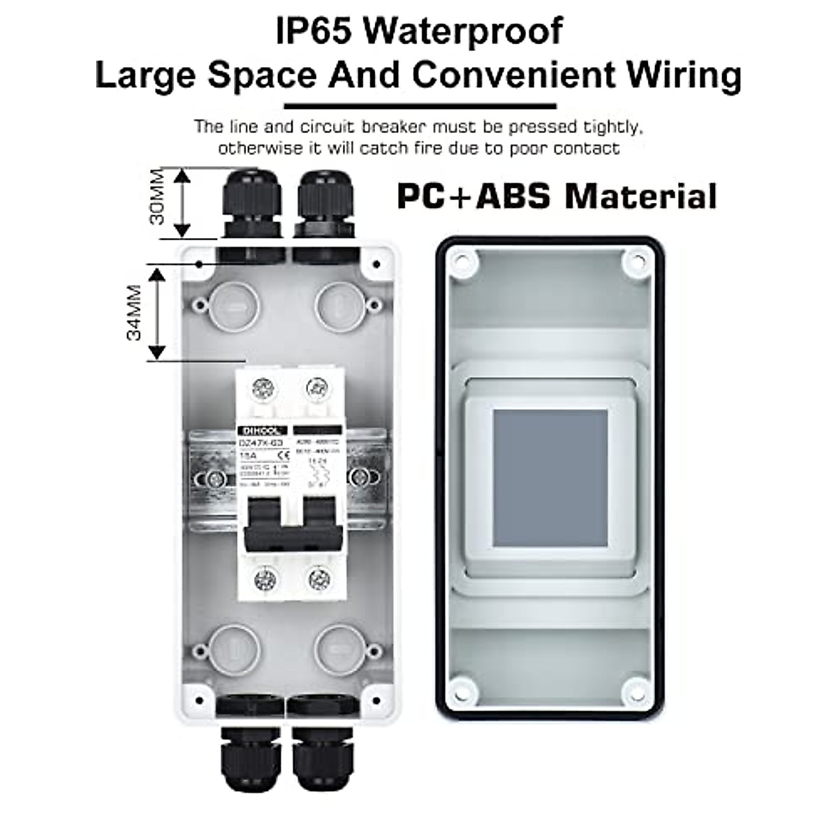 DIHOOL 15 Amp Circuit Breaker Box Cover, DC Disconnect Solar Panel Switch