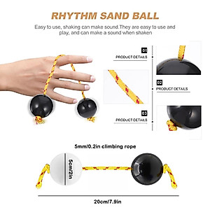 Aslatuas Rhythmic Ball Kashaka Instrument, Two Pair ABS Kashaka Music Egg Shakers, Double Gourd, Easy to Play for Adults and Teenagers at Parties, Shows (Black White)