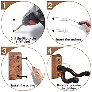 SNIGJAT Guitar Wall Mount, Hardwood Guitar Wall Hanger, 2 Pack Guitar Hanger, V-Shaped Guitar Holder Wall Mount, Guitar Accessories for Acoustic Electric Guitar Bass, Gift for Guitar Player