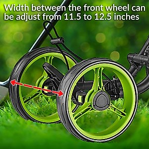 caddytek 4 Wheel Golf Push Cart - Compact, Lightweight, Close Folding Push Pull Caddy Cart Trolley - Explorer V8, Lime