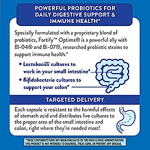 Nature's Way Fortify Optima Daily Probiotic for Men and Women, Supports Digestive, Immune, and Colon Health*, 30 Vegan Capsules