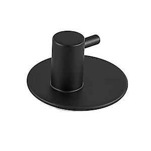 Celbon 4PC Self Adhesive Bath Towel Hook Black Sticky Stainless Steel Robe Hooks Heavy Duty Door Hooks for Bathrooms,Kitchen,Lavatory Closet (4PC, Round Base)