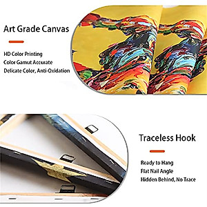 Pacimo 3 Pieces Canvas Art Wall Decor Full Moon Halloween Pictures Black and White Wall Art Painting Prints on Canvas Modern Artwork Stretched and Framed Ready to Hang - 12" x 16" x 3