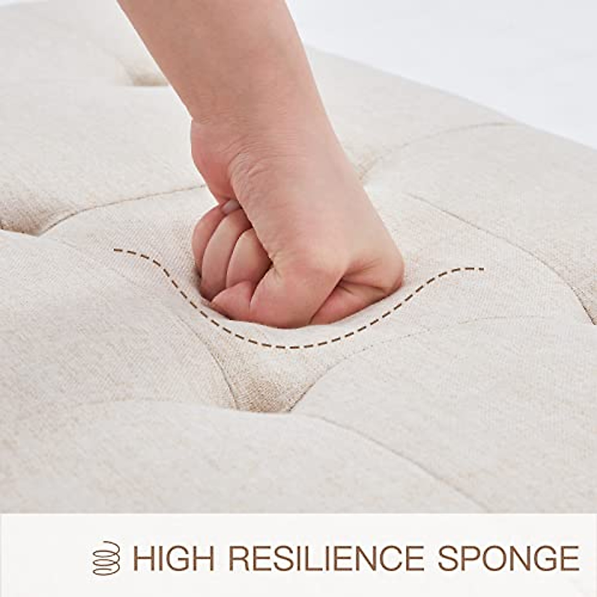 HUIMO 35-inch Entryway Bench, Upholstered End of Bed Bench for Living Room, Bedroom. Dinning Bench Seat with X-Shaped Legs for Kitchen, Solid Wood Indoor Bench for Foyer, Hallway (Beige)