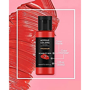 Fantastory Acrylic Paint Set, 24 Classic Colors with 12 Brushes (2oz/60ml), Professional Craft Paint, Art Supplies Kit for Adults & Kids, Canvas/Fabric/Rock/Glass/Stone/Ceramic/Model/Wood Painting