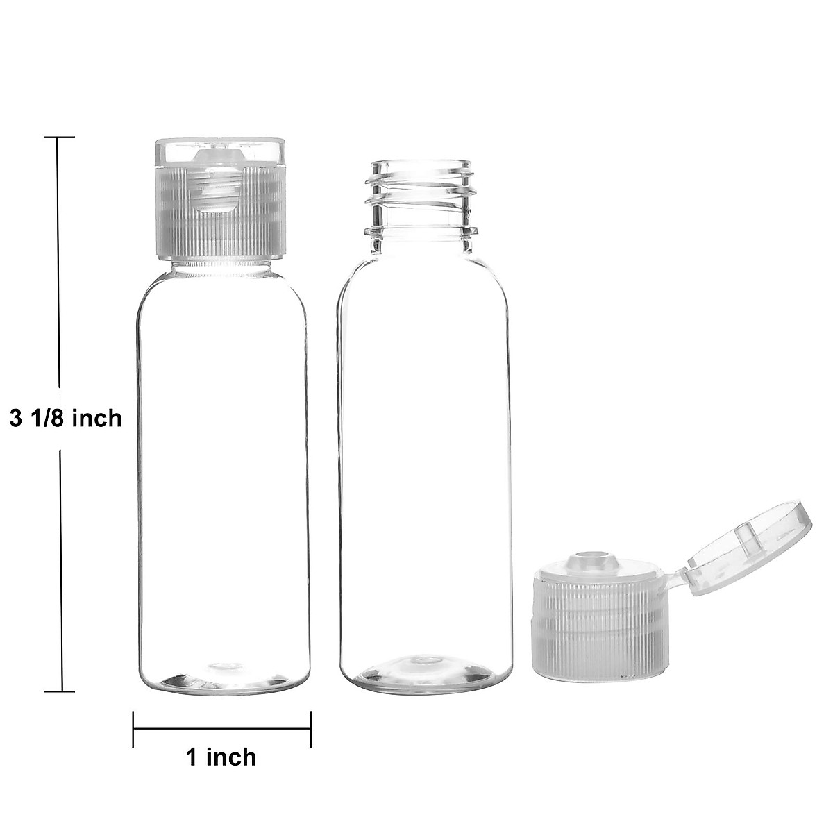 Bekith 40 Pack 1 oz Plastic Empty Bottles with Flip Cap, Small Refillable Travel Bottles Leak Proof Travel Size Containers for Shampoo, Liquid Body Soap, Lotion