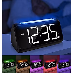 Netzu Digital Alarm Clock for Bedrooms, Bedside Alarm Clocks with 8 Color Night Light, Large LED Display, Dual Alarm, Dimmer, USB Charger Port, Clock for Kids,Teens, Seniors (Upgrade) (Black)