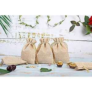 AKLVBL 24 Pack 3.9x5.2 Inch Mixed Color Burlap Favor Gift Bags, Small Gift Bags,Linen Jewelry Pouches with Drawstring for Gifts and Wedding Party