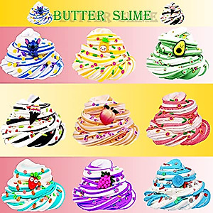 9 PCS Butter Slime Kits Strechy Non-Sticky and Glossy Slime,Scented Slime Mud,Butter Slime Stress Relief Toy for Girls and Boys Birthday Gifts