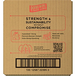 Glad Guaranteed Strong Large Drawstring Trash Bags, 30 Gal, 70 Ct, Pack May Vary