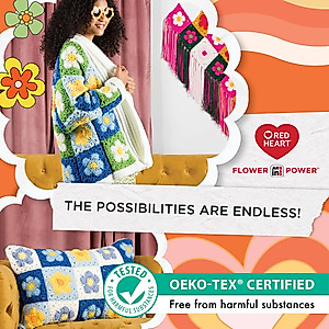 Red Heart All in ONE Flower Power Peony pop Yarn - 3 Pack of 8.8oz/250g - 100% Acrylic - #4 Worsted (Medium) - 440 Yards - Knitting/Crochet