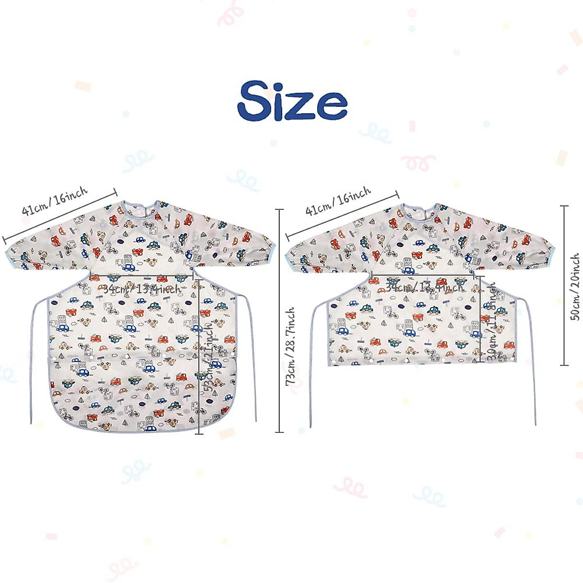 Vicloon Coverall Baby Feeding Bib, 2 In 1Weaning Bibs Attaches to Highchair and TableWeaning, Long Sleeve Bib with Waterproof, Baby Bibs for Feeding, Adjustable,Machine Washable(Car Pattern)