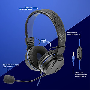 Snakebyte Head Set 4 - On Ear Stereo Headset for Gaming Consoles with detachable Mic, Inline Control, Wired 3.5Mm Headphone for Use with PC, Laptop, Xbox One, Switch, PS4 - PlayStation 4