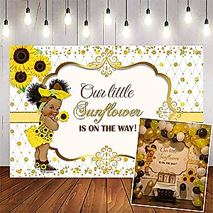 Avezano Sunflower Baby Shower Backdrop Baby Girl Baby Shower Party Decoration Our Little Sunflower is on The Way Photo Background (7x5ft)