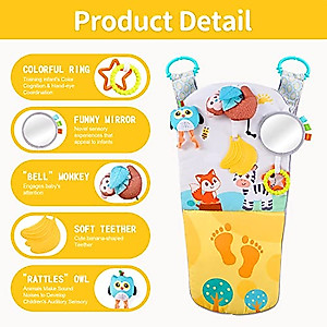 Koty Infant Car Seat Toys, Kick and Play Baby Activity Center with Teethers, Music, Squeaker, Adjustable Travel Rear Facing Car Seat Toys, Developmental Toys for Babies Carseat Toys 6 to 12 Months