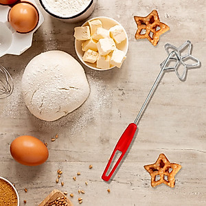 VEIREN Rosette Iron Set Creative Cake Printing Cookie Pastry Mold with 4 Shapes Interchangeable Heads Cute Butterfly Star Snowflake Leaf with Lifting Handle for Dessert Biscuit Waffle Baking Gadget