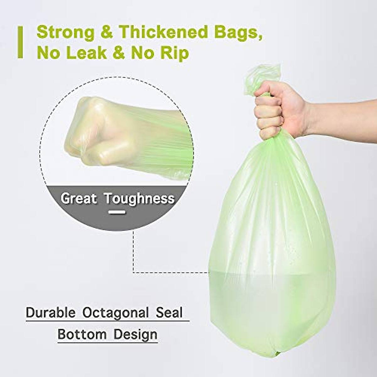 Bathroom Trash Bags Black 2.6 Gal 80cts, Compostable Small Trash Bags Biodegradable Garbage Bags